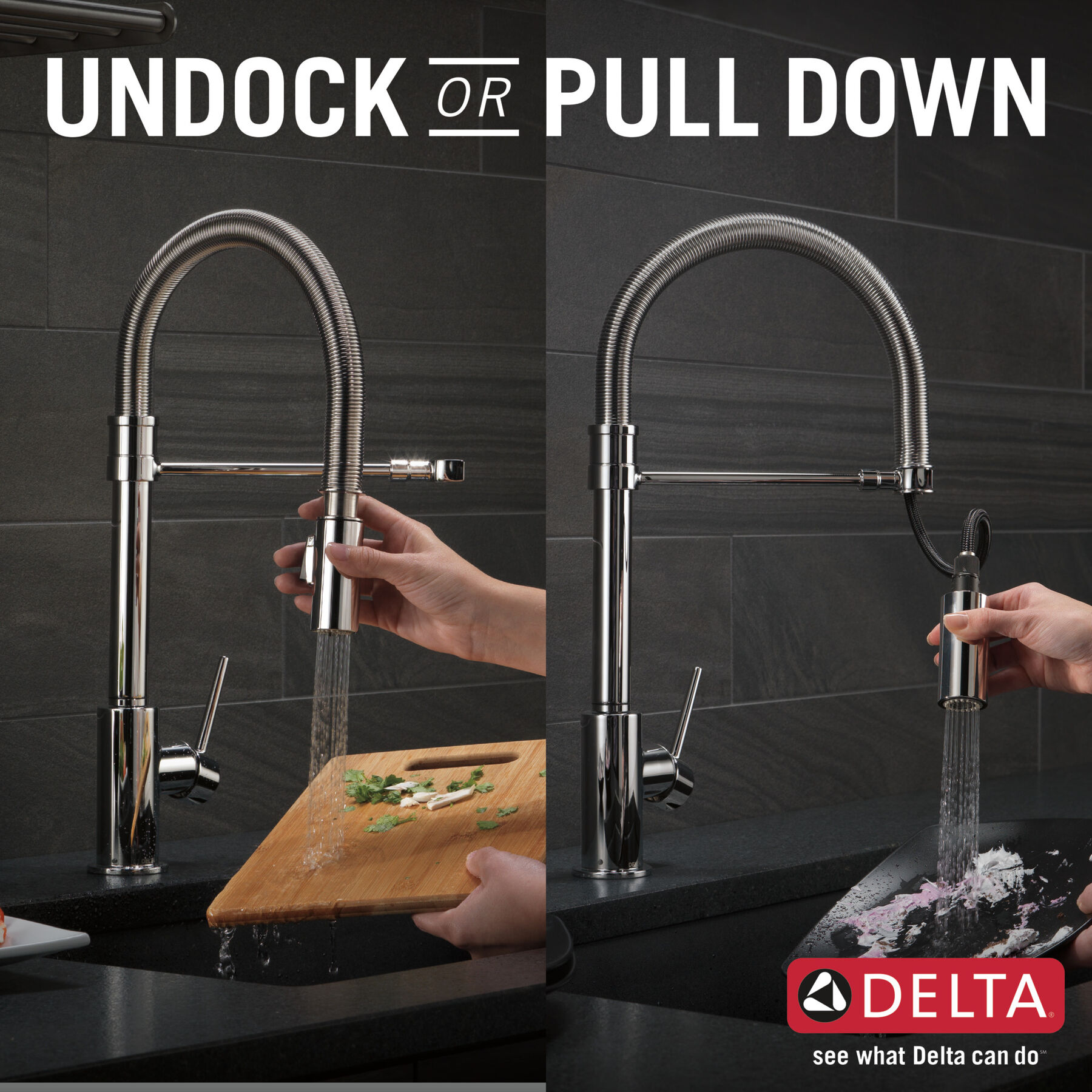 Single-Handle Pull-Down Spring Kitchen Faucet in Chrome 9659-DST ...