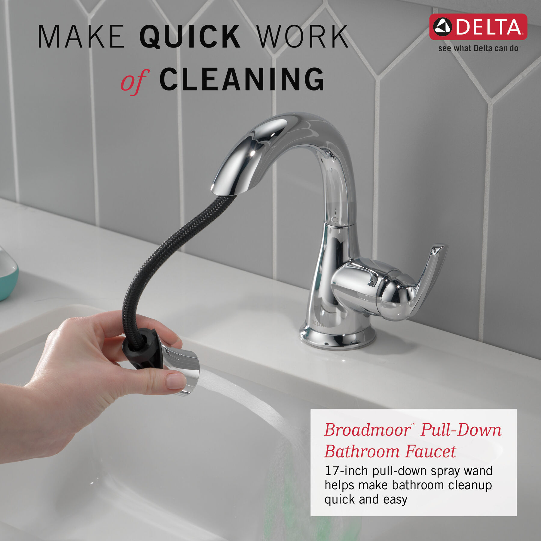 Single Handle Pull-Down Bathroom Faucet in Chrome 15765LF-PD | Delta Faucet