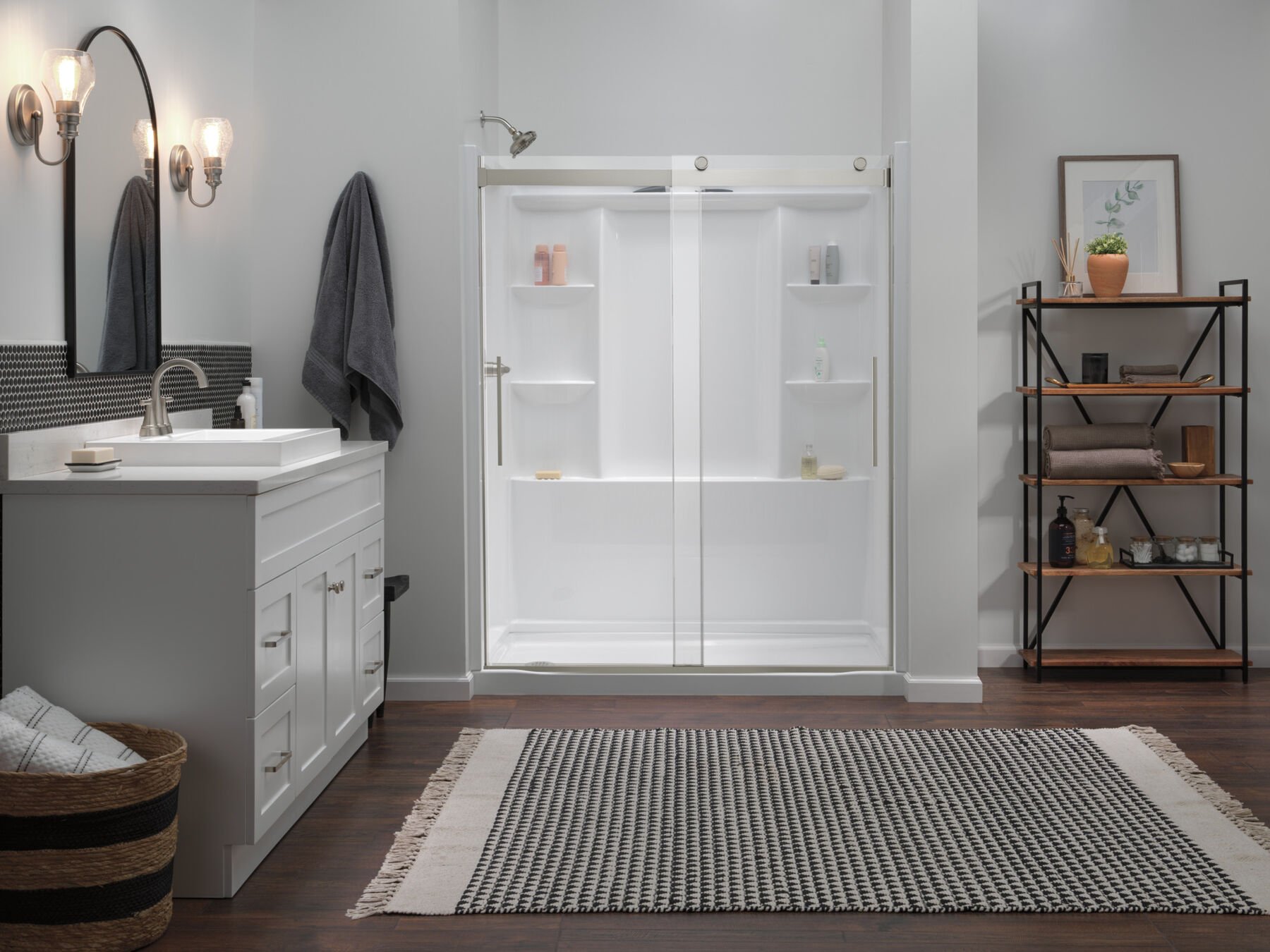 EverEdge Shower Base 60"x32" Left Drain in High Gloss White B12137 ...