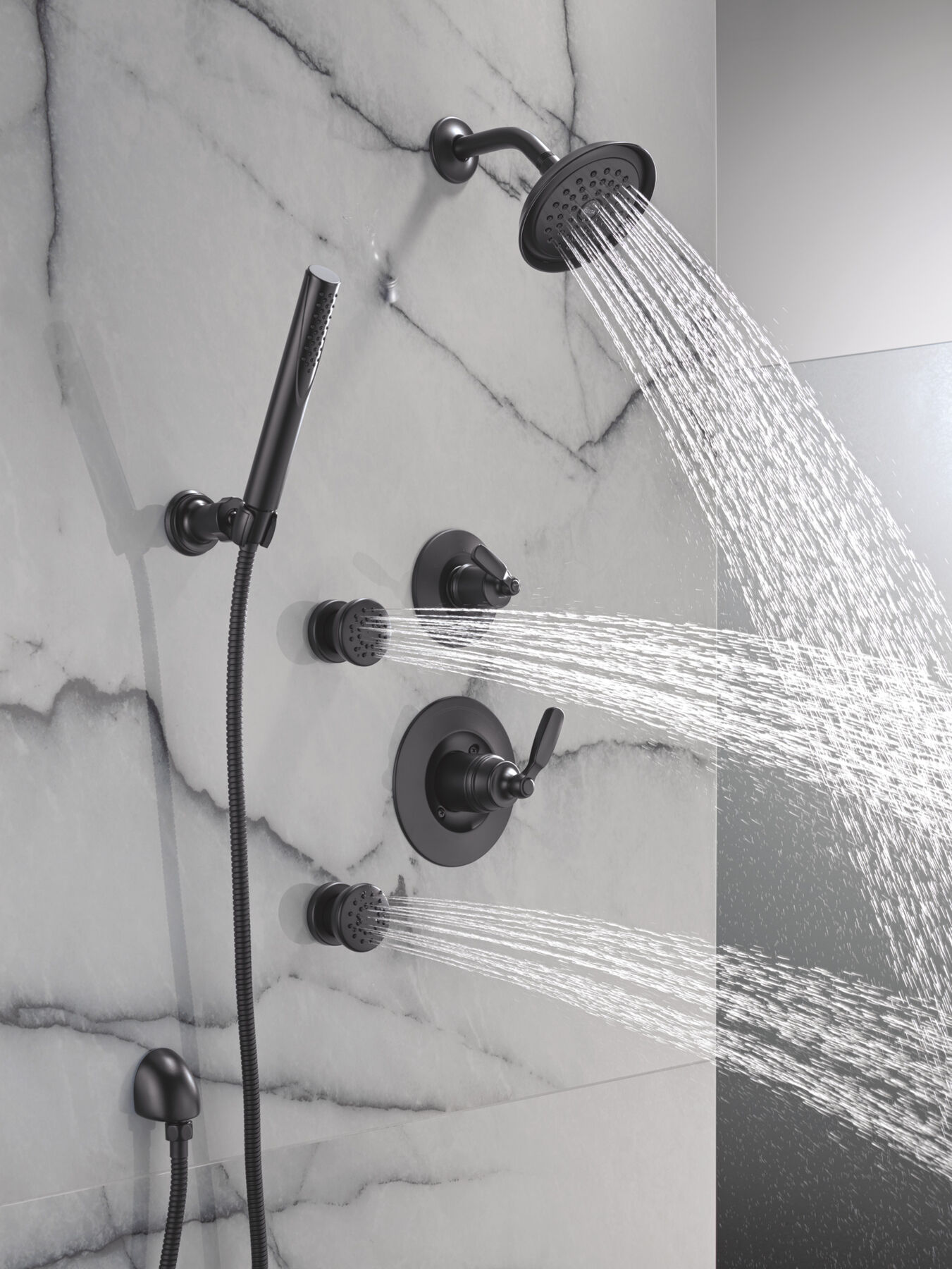 Surface Mount Body Spray in Matte Black 50102-BL | Delta Faucet