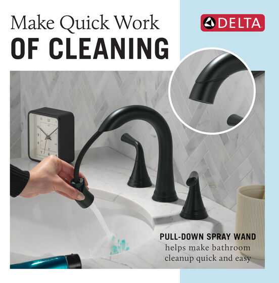 Two Handle Widespread Pull-Down Bathroom Faucet in Matte Black 3533LF ...