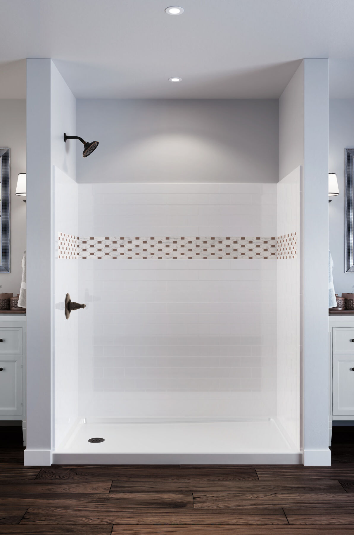60'' x 74" x 32'' Shower Wall Set in High Gloss White B67414-6032-WH ...