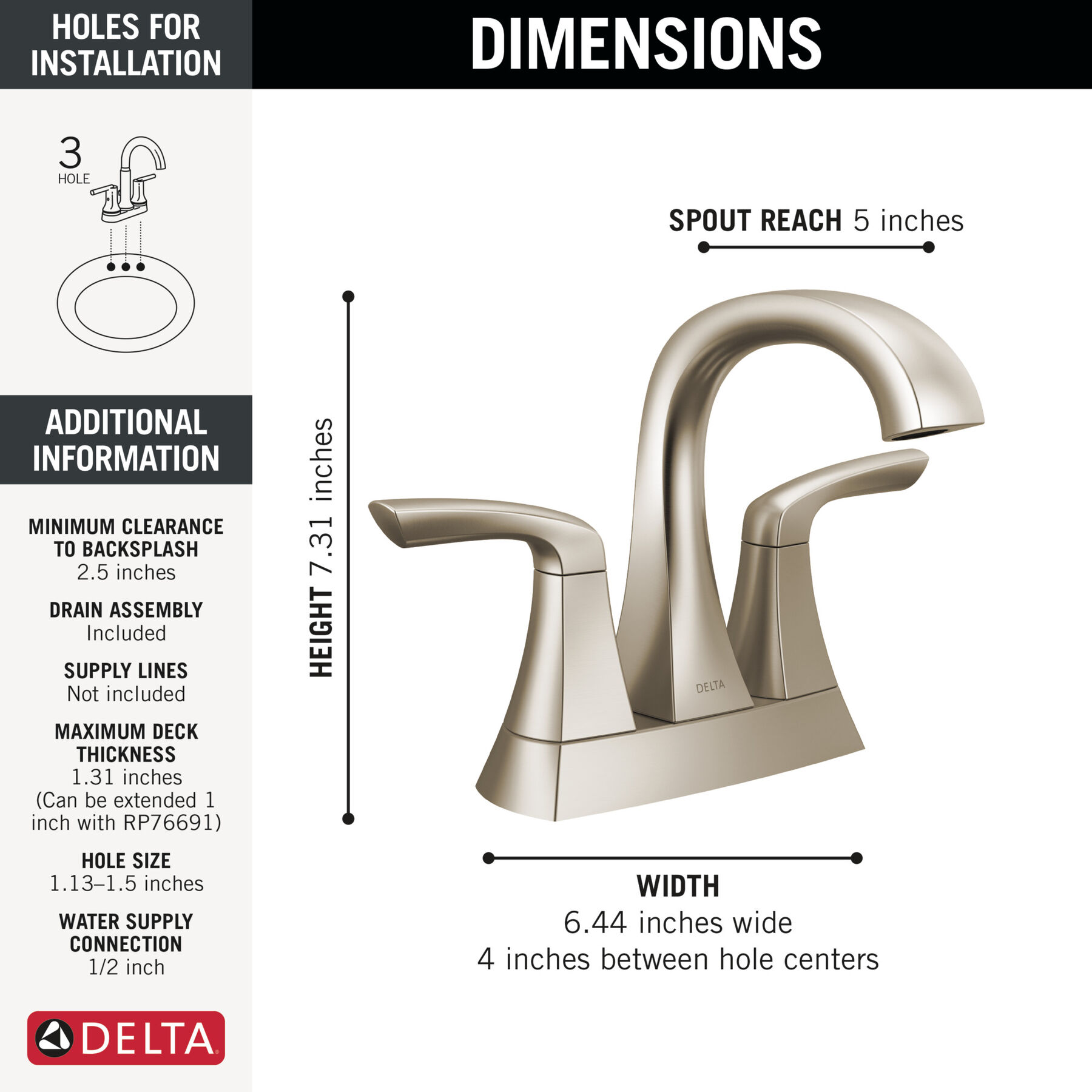 Two Handle Centerset Bathroom Faucet in Spotshield Brushed Nickel ...