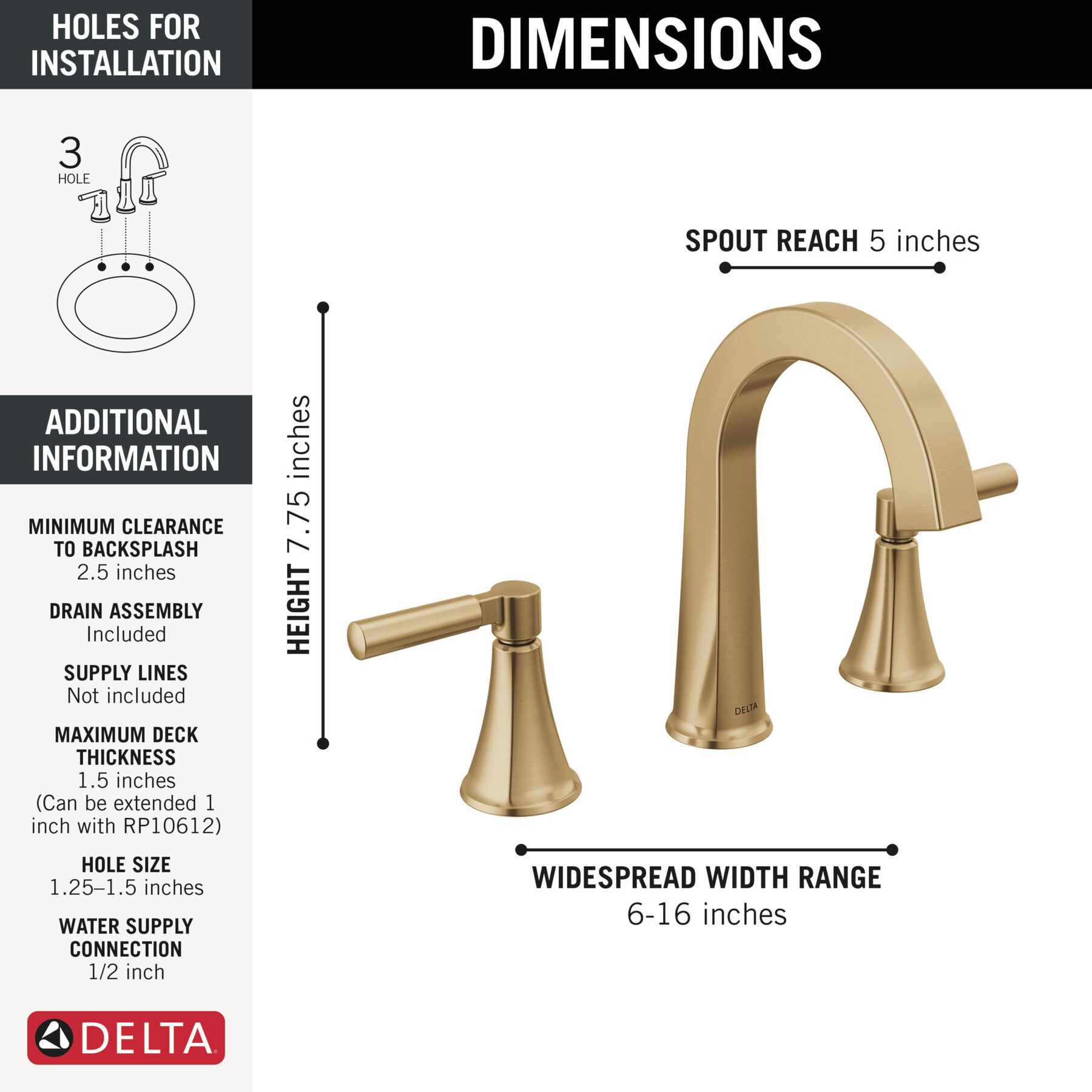 Two Handle Widespread Bathroom Faucet in Champagne Bronze 35839LF-CZ | Delta Faucet