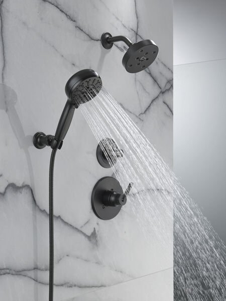 7-Setting Wall Mount Hand Shower with Cleaning Spray in Matte Black ...