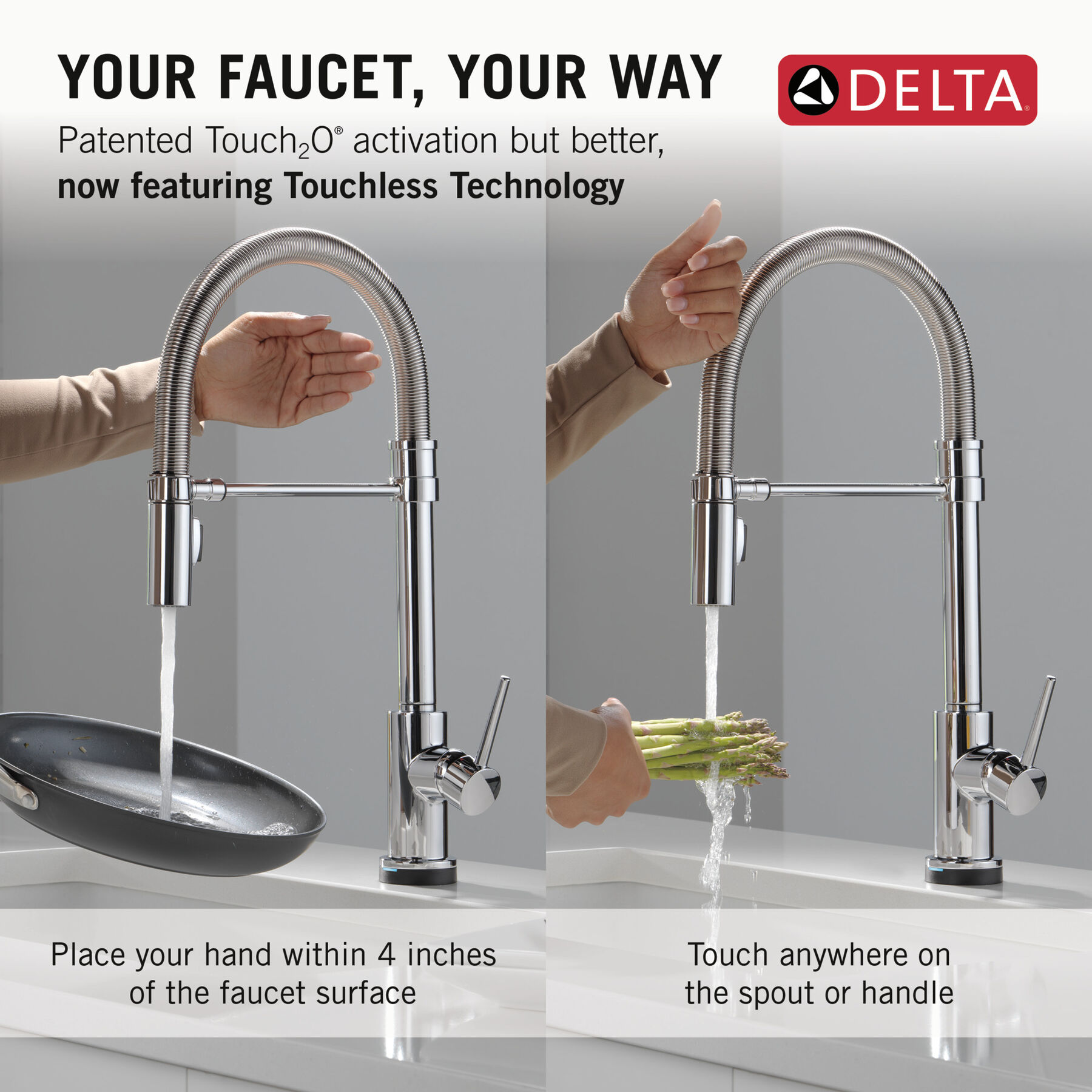 Touch2O® Kitchen Faucet with Touchless Technology in Chrome 9659TL-DST ...