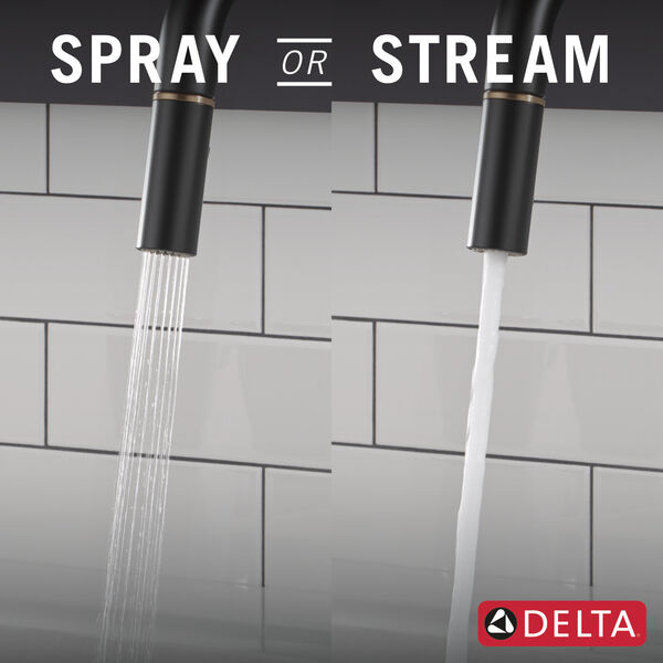 Single Handle Pull-Down Kitchen Faucet in Matte Black / Champagne ...