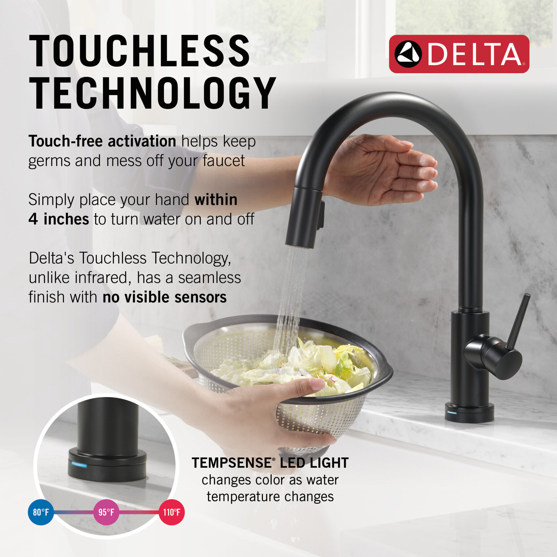 Touch2O® Kitchen Faucet with Touchless Technology in Matte Black 9159TL ...