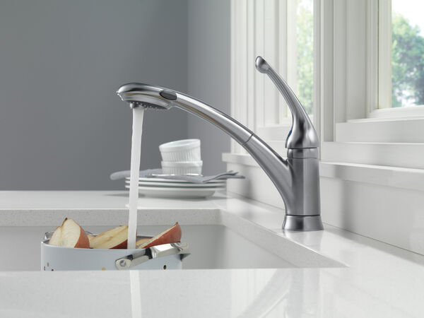 Single Handle Pull-Out Kitchen Faucet in Arctic Stainless 470-AR-DST ...