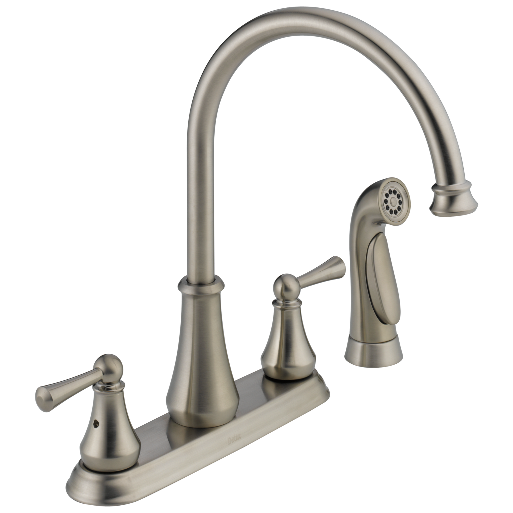 Two Handle Kitchen Faucet w/ spray in Stainless 21902-SS | Delta Faucet