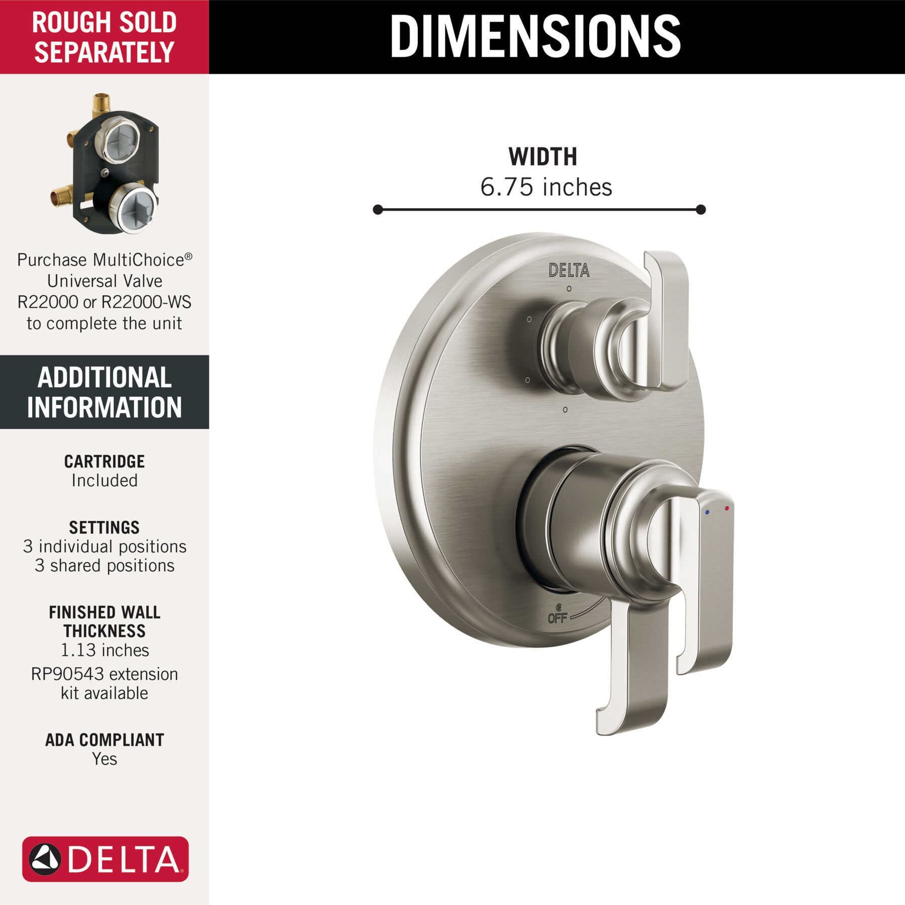 17 Series Integrated Diverter Trim with 6-Setting in Lumicoat ...