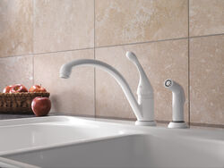 Single Handle Kitchen Faucet with Spray in White 440-WH-DST | Delta Faucet