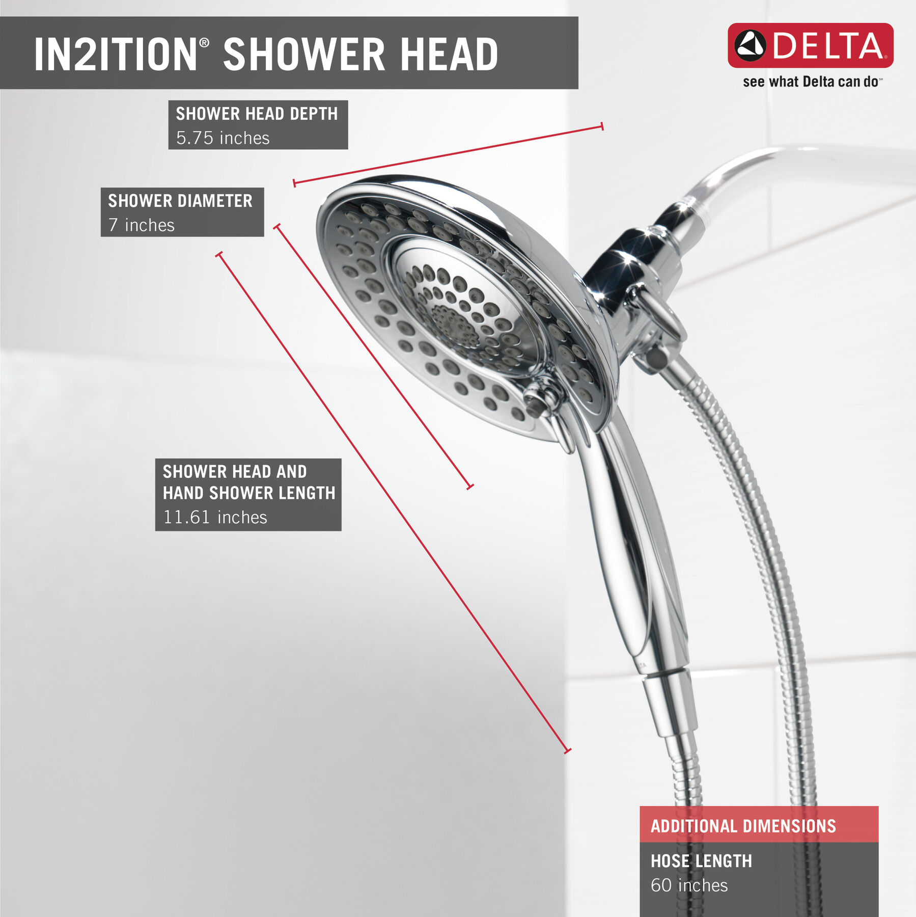In2ition® 5-Setting Two-in-One Shower in Chrome 58569-PK | Delta Faucet
