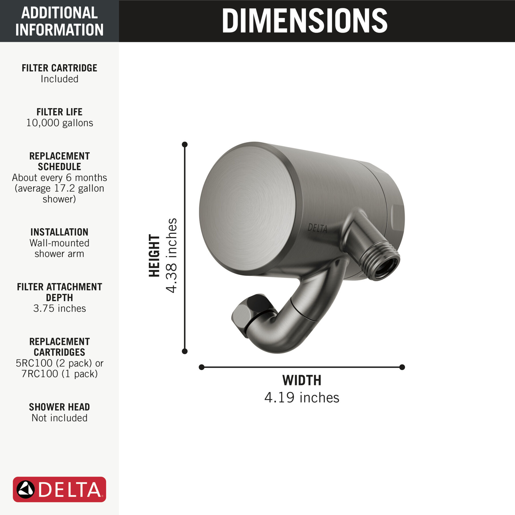 Premium Shower Filter Attachment in Black Stainless 5SF100-KS | Delta ...