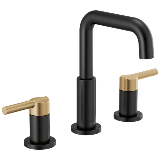 Two Handle Widespread Bathroom Faucet in Matte Black / Champagne Bronze ...