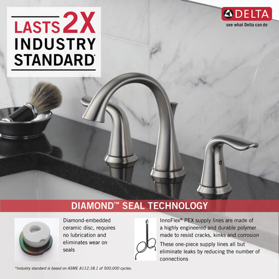 Two Handle Widespread Bathroom Faucet in Stainless 3538-SSMPU-DST | Delta Faucet