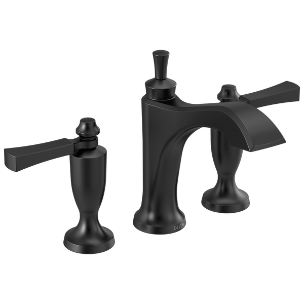 Two Handle Widespread Bathroom Faucet in Matte Black 3556-BLMPU-DST | Delta Faucet