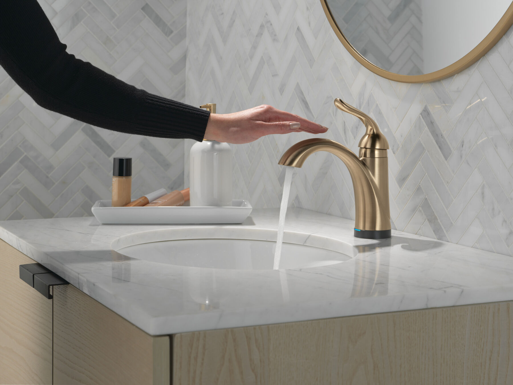 Touch2O® Bathroom Faucet with Touchless Technology in Champagne Bronze ...