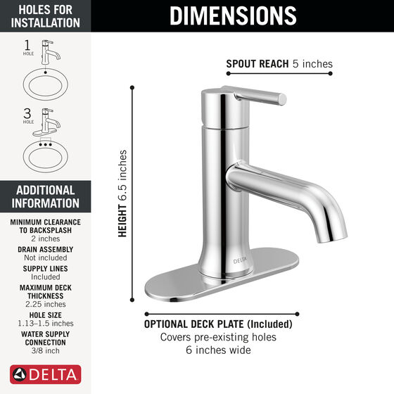 Single Handle Bathroom Faucet in Chrome 559LF-LPU | Delta Faucet