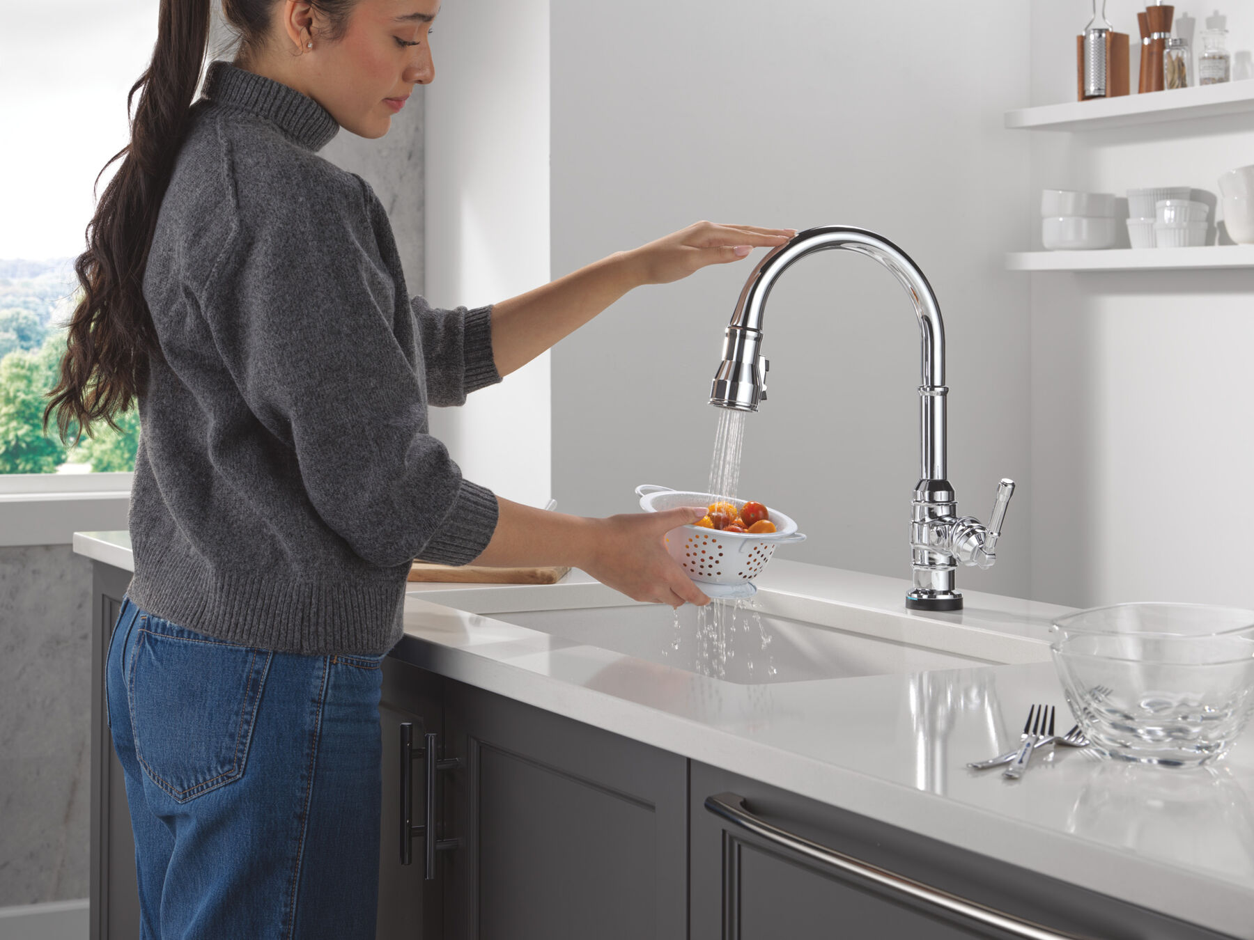 Touch2O® Technology Kitchen Faucet with Touchless Technology in Chrome ...