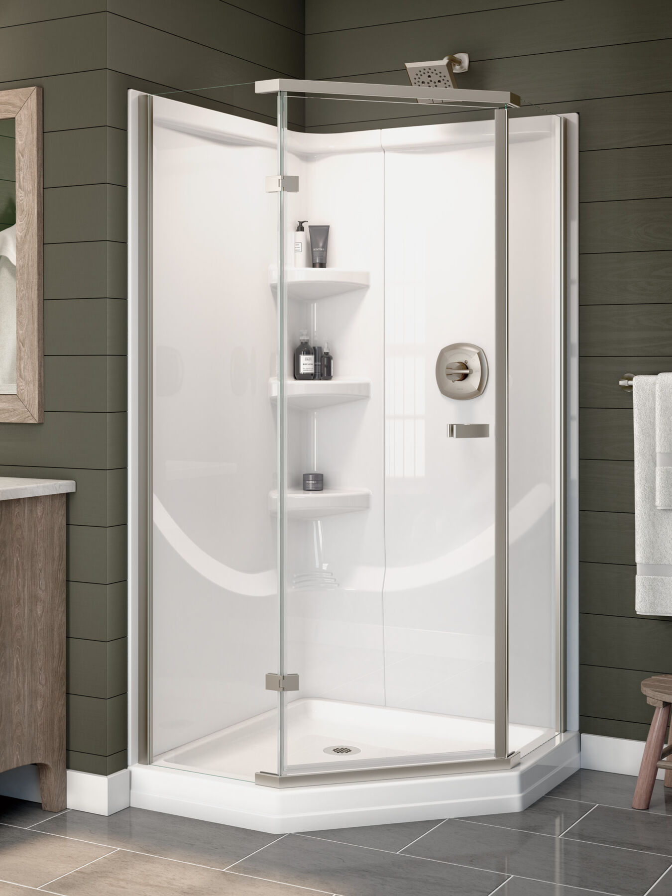 Shower Base with Wall and Enclosure Bundle in Stainless BVS42238-SS ...