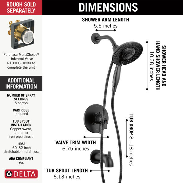 Monitor® 17 Series Tub & Shower Trim with In2ition® in Matte Black ...