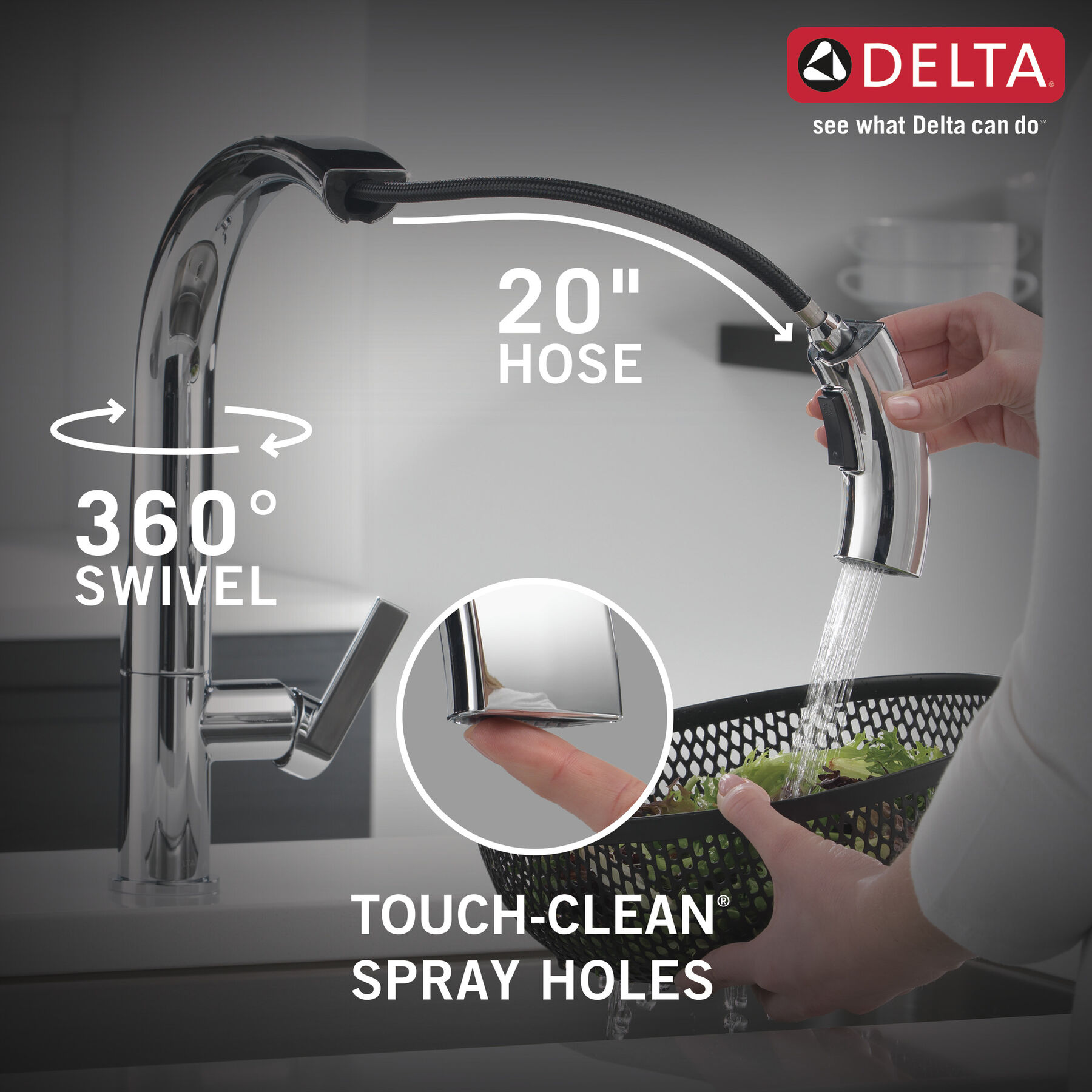 Single-Handle Pull-Down Kitchen Faucet in Chrome 19824LF | Delta Faucet