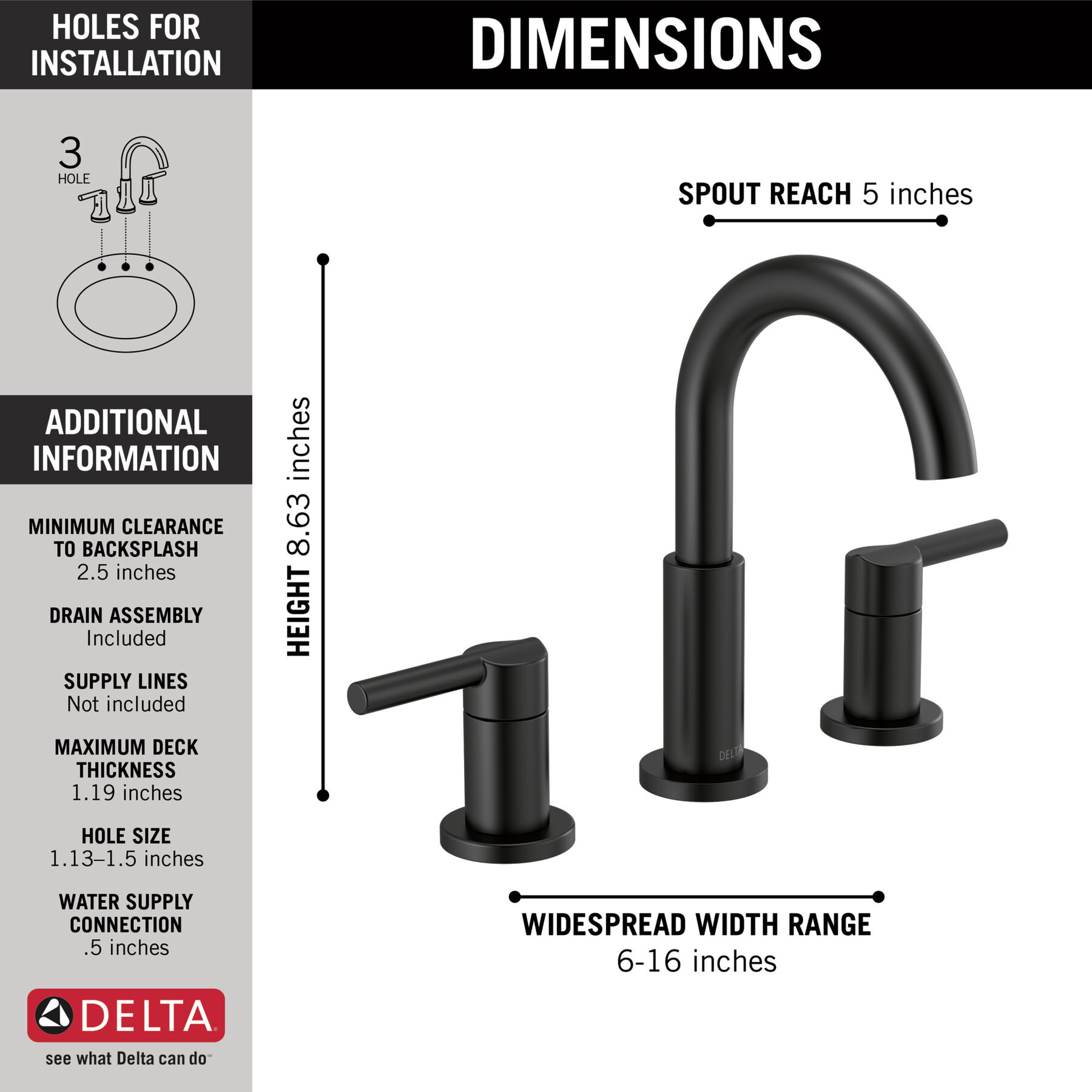 Widespread Bathroom Faucet (Recertified) in Matte Black 35749LF-BL-R ...
