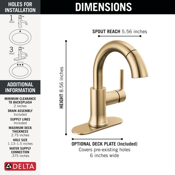 Single Handle Pull Down Bathroom Faucet in Champagne Bronze 559HAR-CZPD-DST | Delta Faucet