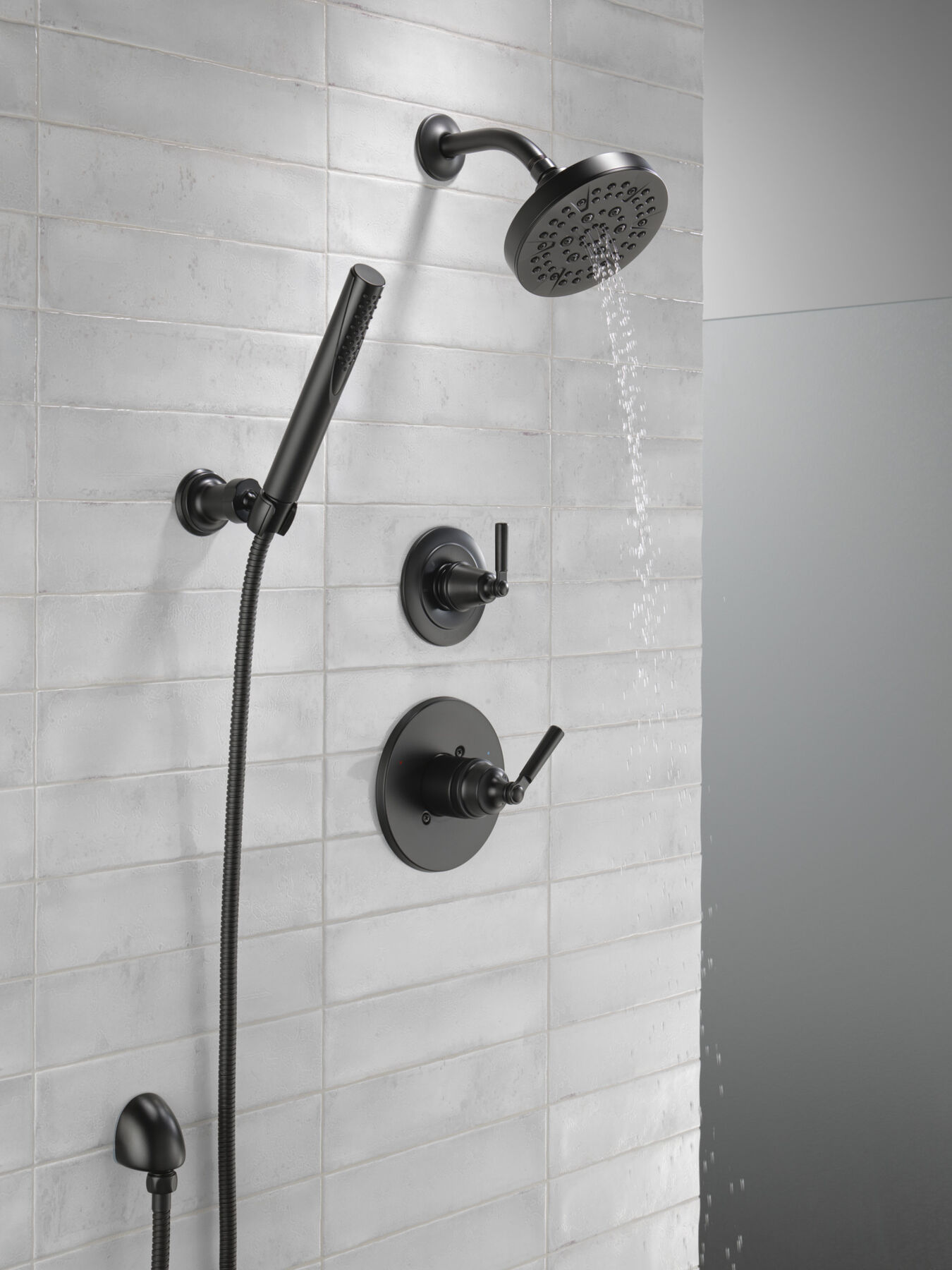 Premium Single-Setting Adjustable Wall Mount Hand Shower in Matte Black ...