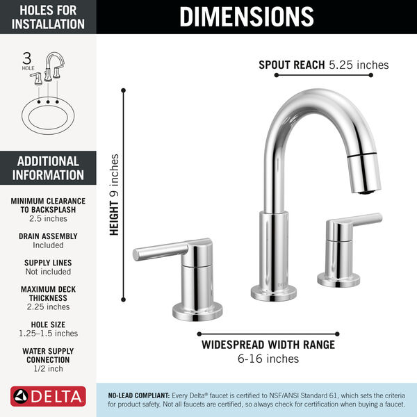 Two Handle Widespread Pull-Down Bathroom Faucet in Chrome 35749LF-PD | Delta Faucet