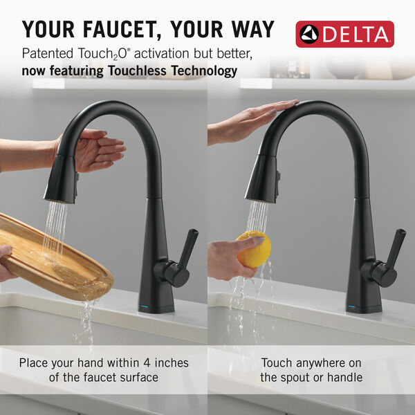 Touch2O® Technology Kitchen Faucet with Touchless Technology in Matte ...