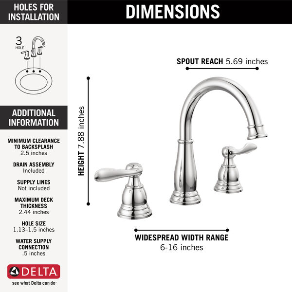 Two Handle Widespread Bathroom Faucet in Chrome 35896LF | Delta Faucet