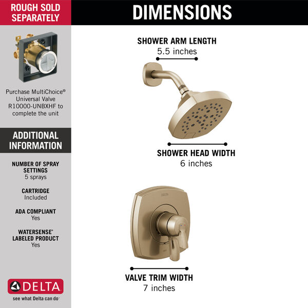 17 Series Shower Only in Champagne Bronze T17276-CZ | Delta Faucet