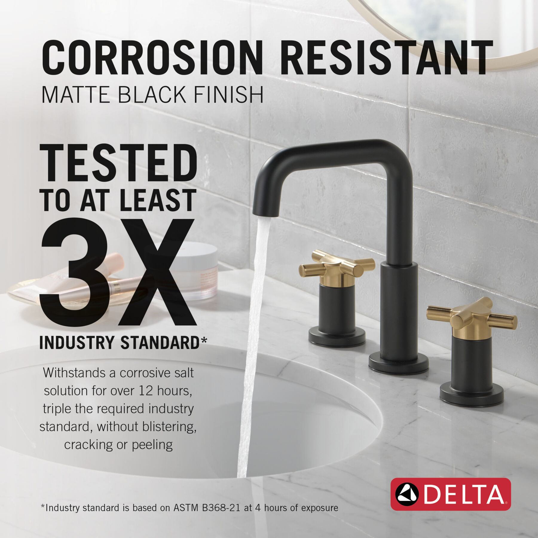 Widespread Bathroom Faucet (Recertified) in Matte Black / Champagne Bronze 35894LF-GZ-R | Delta ...