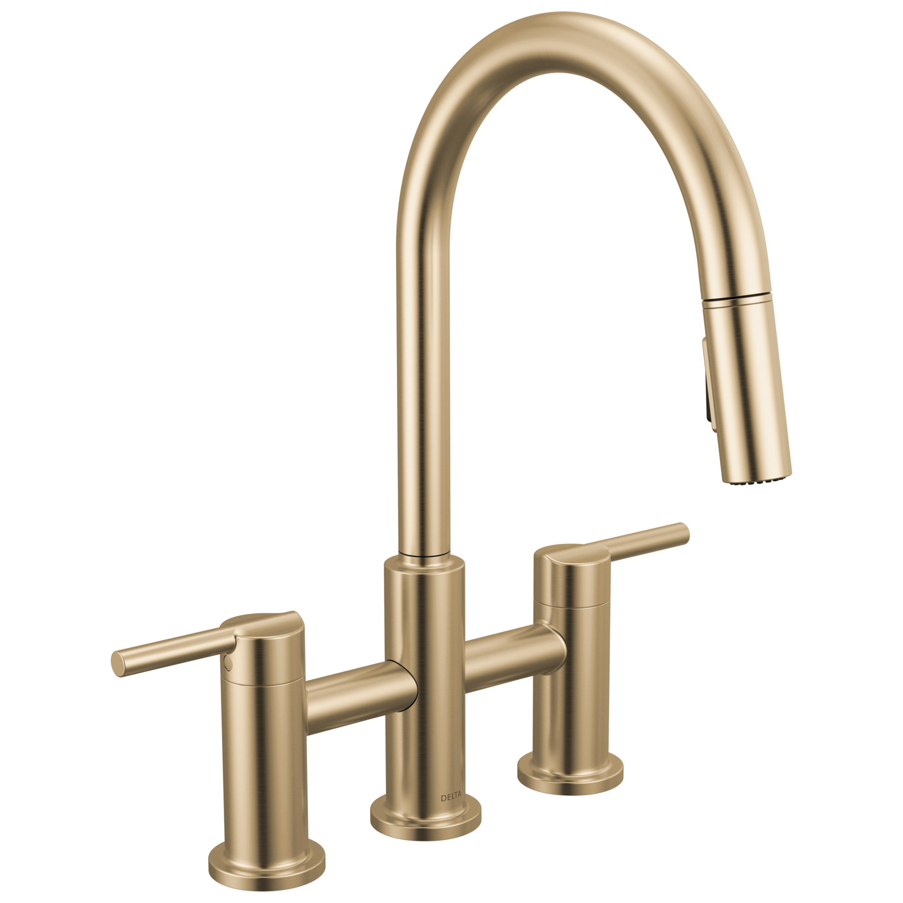 Two Handle Pull-Down Bridge Kitchen Faucet in Champagne Bronze 39876LF ...