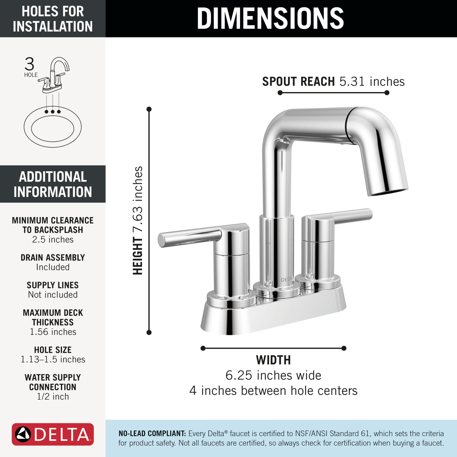 Two Handle Centerset Pull-Down Bathroom Faucet in Chrome 25849LF-PD | Delta Faucet