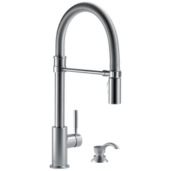 Commercial Single-Handle Pull-Down Kitchen Faucet in Arctic Stainless ...