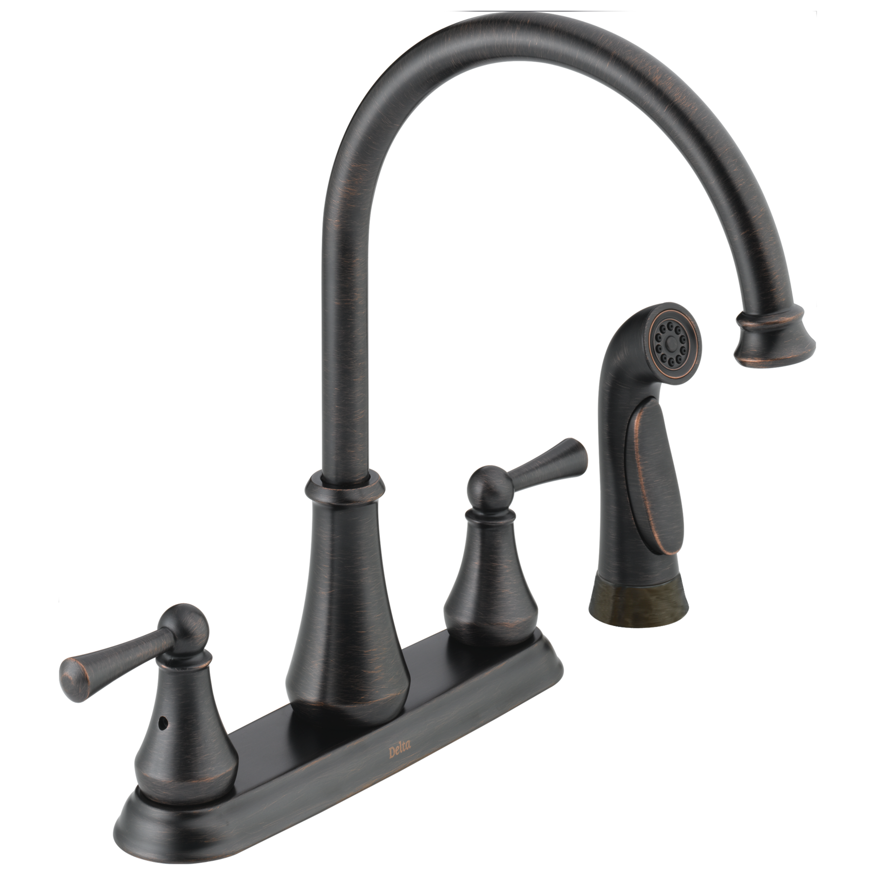Two Handle Kitchen Faucet w/ spray in Venetian Bronze 21902-RB | Delta ...