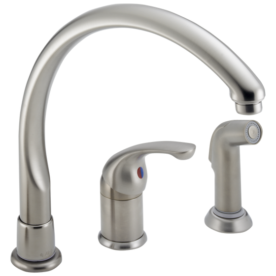 Single Handle Kitchen Faucet with Spray in Stainless 172-SSWF | Delta ...
