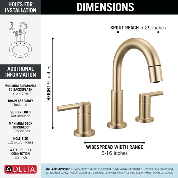 Two Handle Widespread Pull-Down Bathroom Faucet in Champagne Bronze 35749LF-CZPD | Delta Faucet