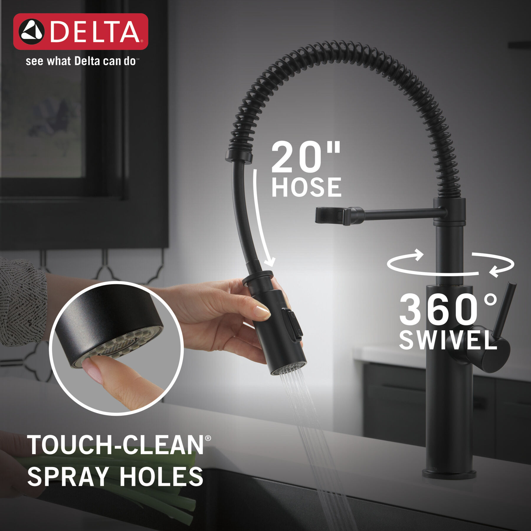 Single-Handle Pull-Down Spring Kitchen Faucet (Recertified) in Matte ...