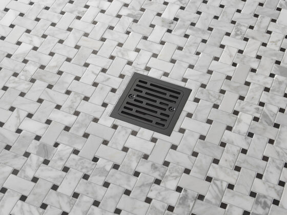 4" Tile-In Square Shower Drain in Matte Black DT062412-BL | Delta Faucet