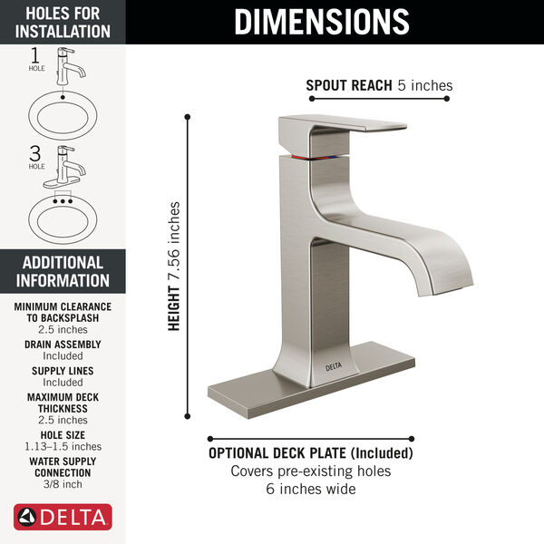 Single Handle Bathroom Faucet in Stainless 539-SSMPU-DST | Delta Faucet