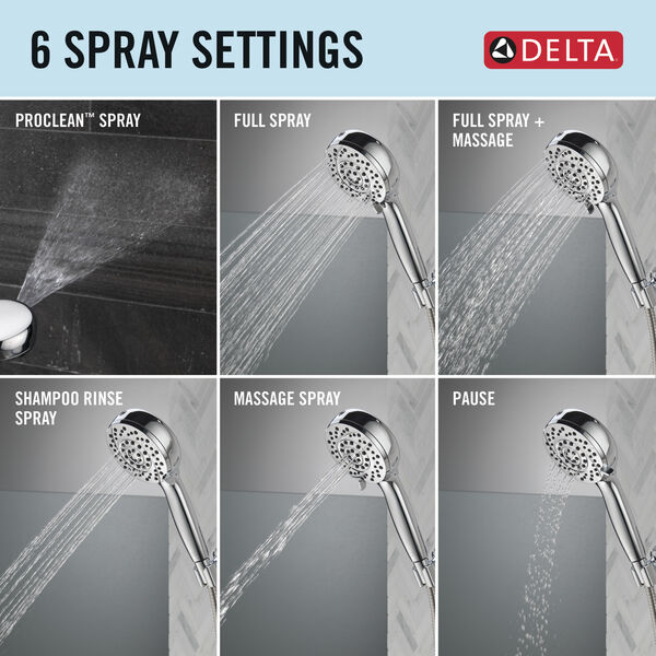 6-Setting Hand Shower with Cleaning Spray in Chrome 75719 | Delta Faucet