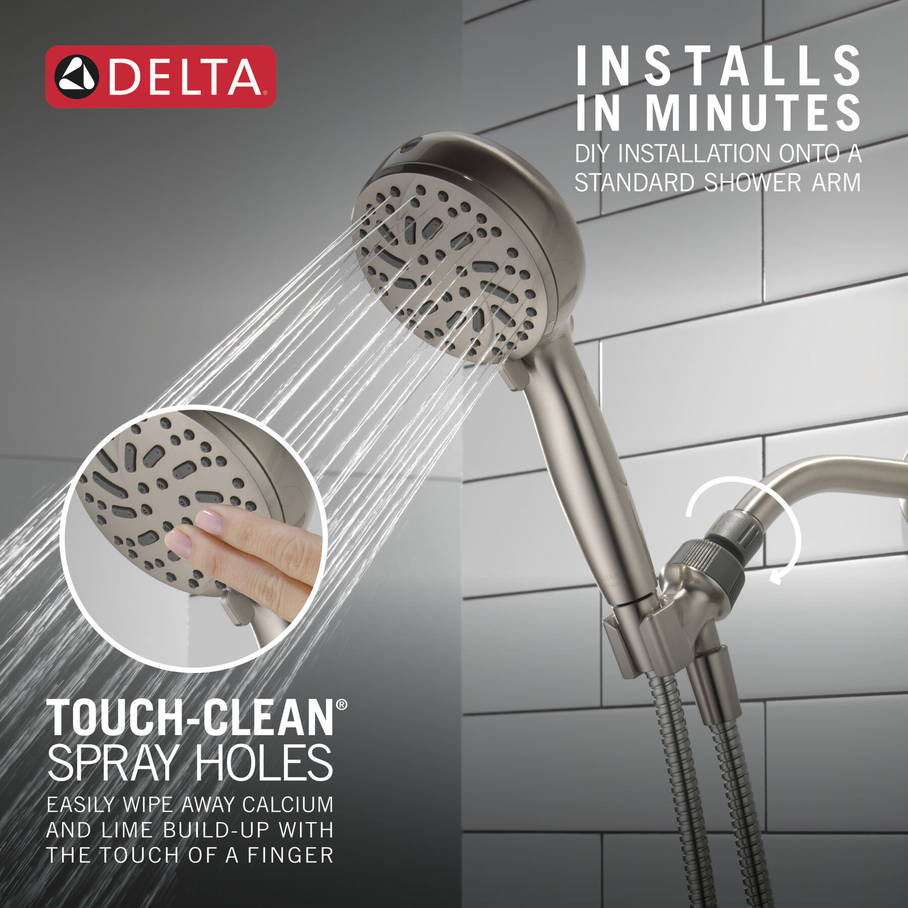 6-Setting Hand Shower with Cleaning Spray in Spotshield Brushed Nickel ...