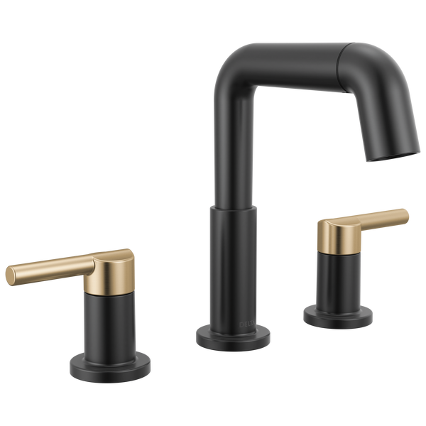 Two Handle Widespread Pull-Down Bathroom Faucet in Matte Black / Champagne Bronze 35849LF-GZPD ...