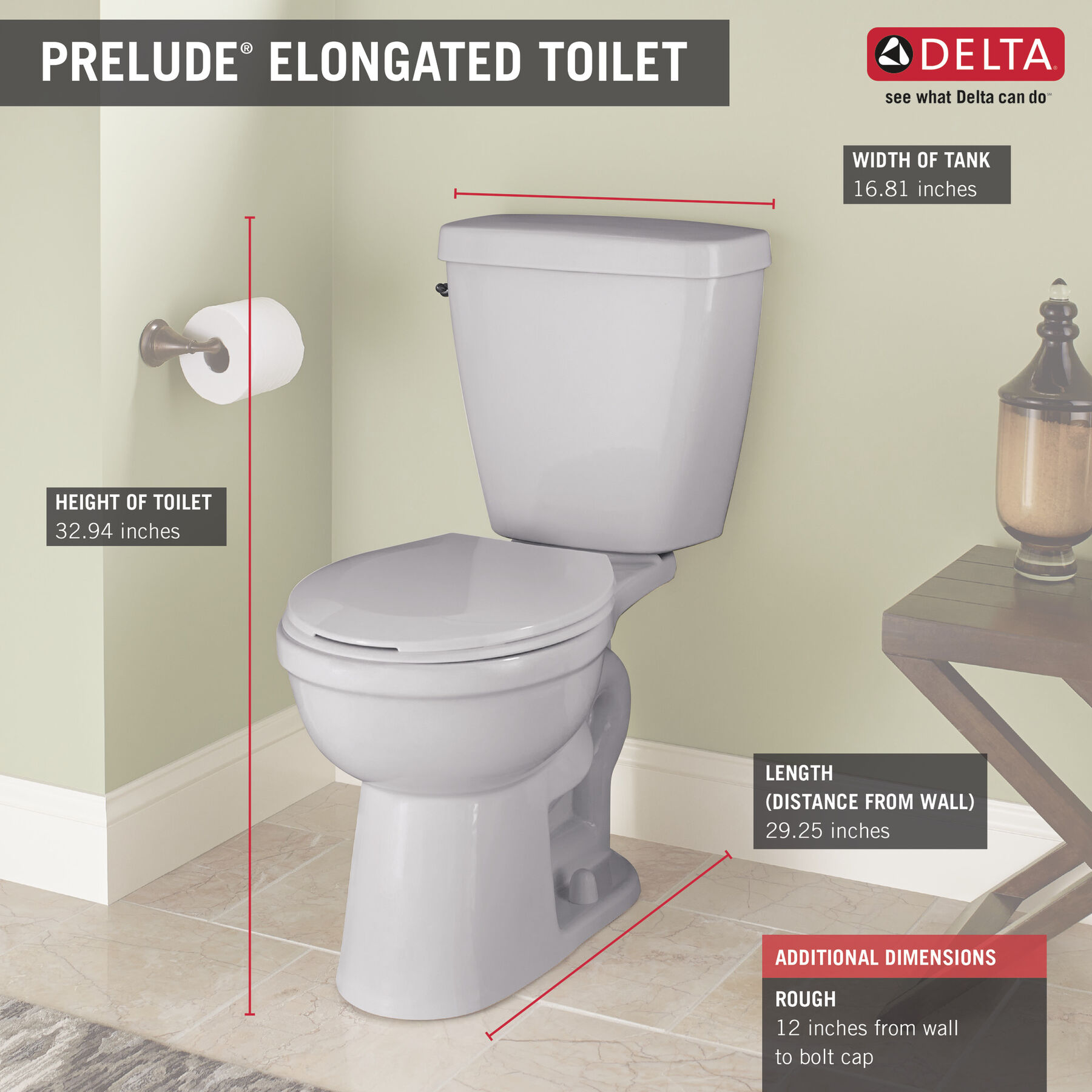 Elongated Toilet in White C43901-WH | Delta Faucet