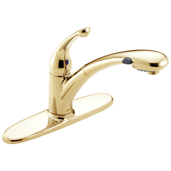 Pull-out Kitchen Faucet in Polished Brass 470-PB | Delta Faucet