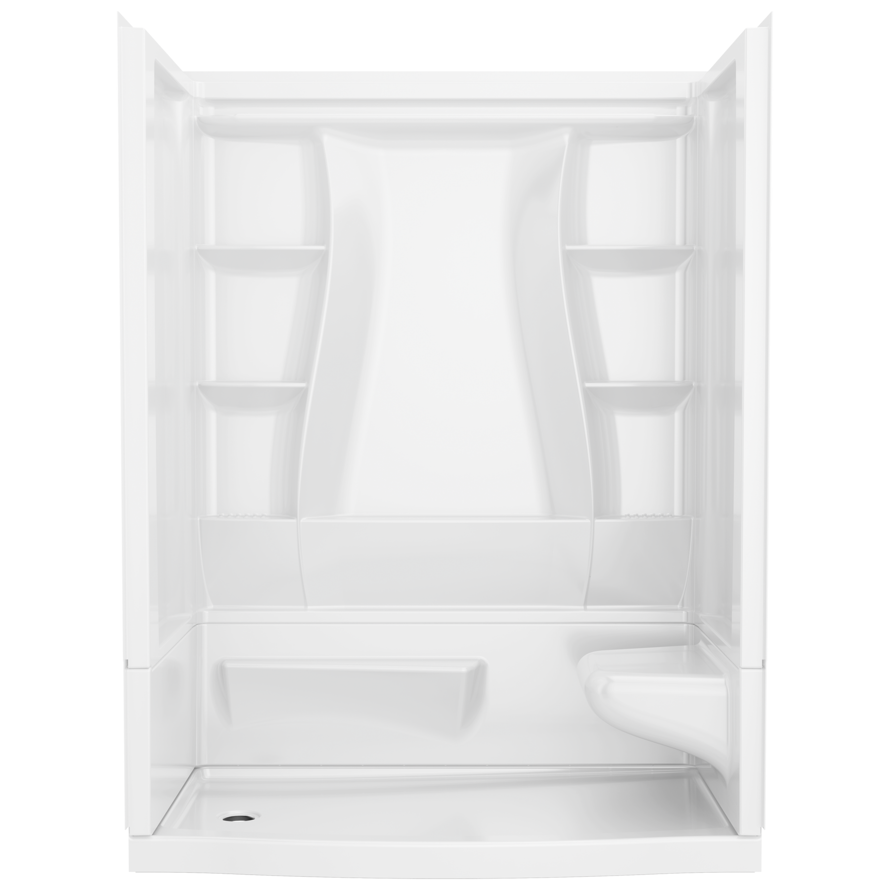 60x32 Alcove Shower Bundle - Right Seat Left Drain Curve in High Gloss White BVS3-C51705-WH ...